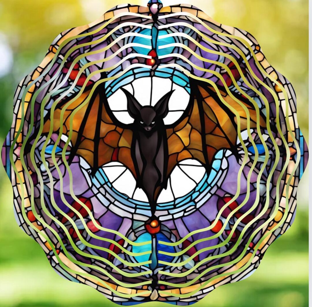 Stained Glass Inspired Bat Wind Spinner 8in - Etsy