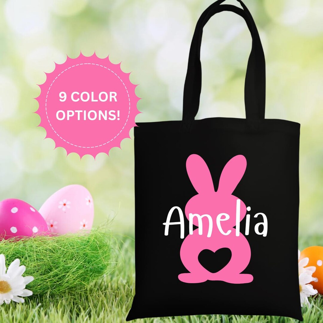 Easter Custom Bunny Totes, Personalized Easter Tote Bags, Kids Easter ...