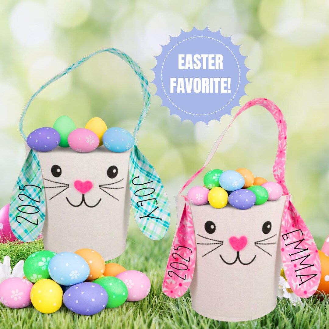 Easter Bunny Baskets, Personalized Easter Baskets, Canvas Bunny Custom ...