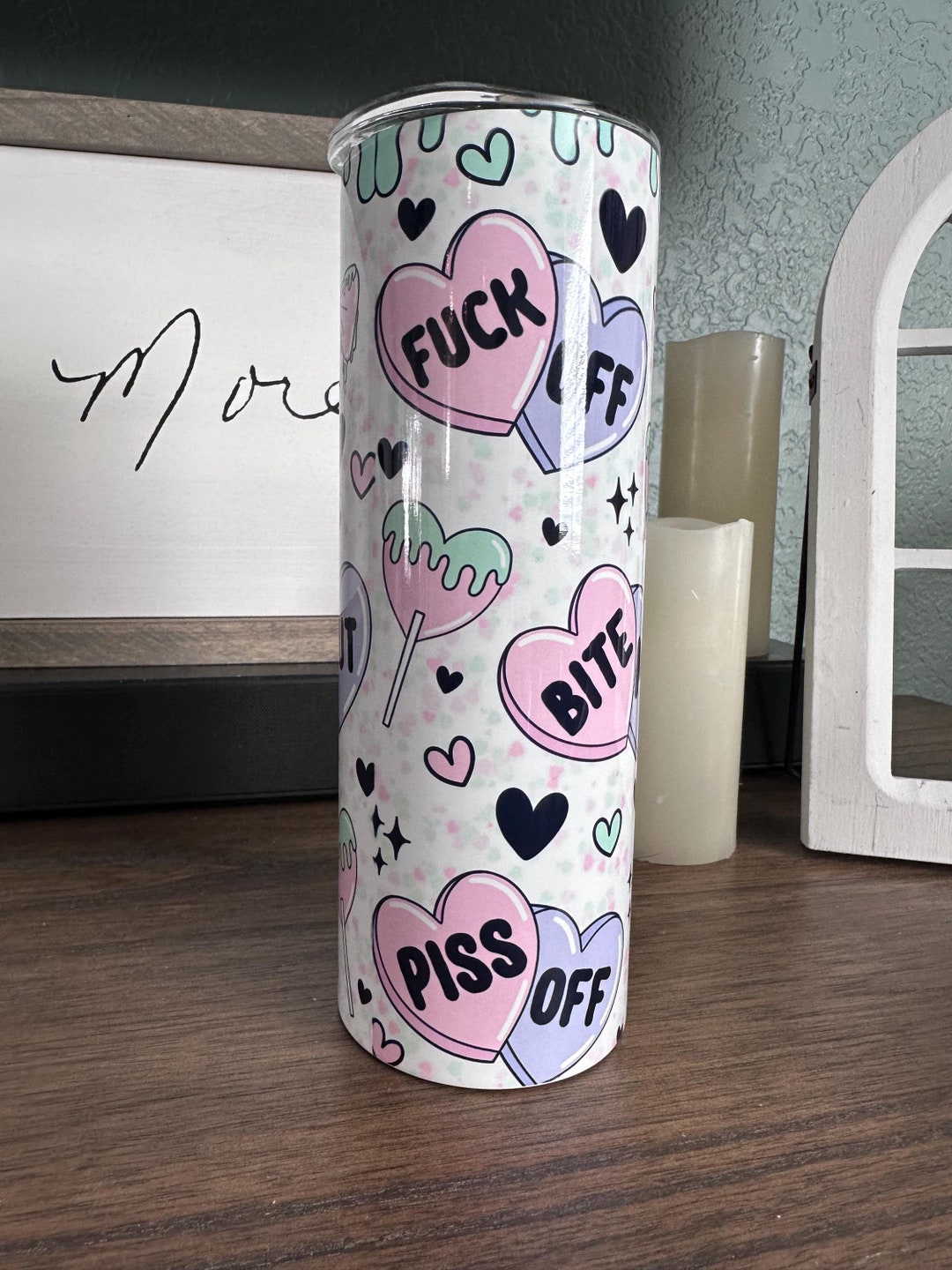 Candy Heart Anti-valentine's Day Tumbler: Funny Curse Word Candy Hearts ...