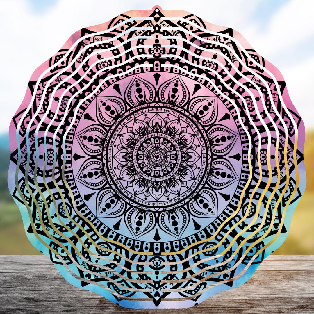 Hidden Curse Word Mandala Wind Spinner 8in, Funny Gifts, Patio Gifts ...