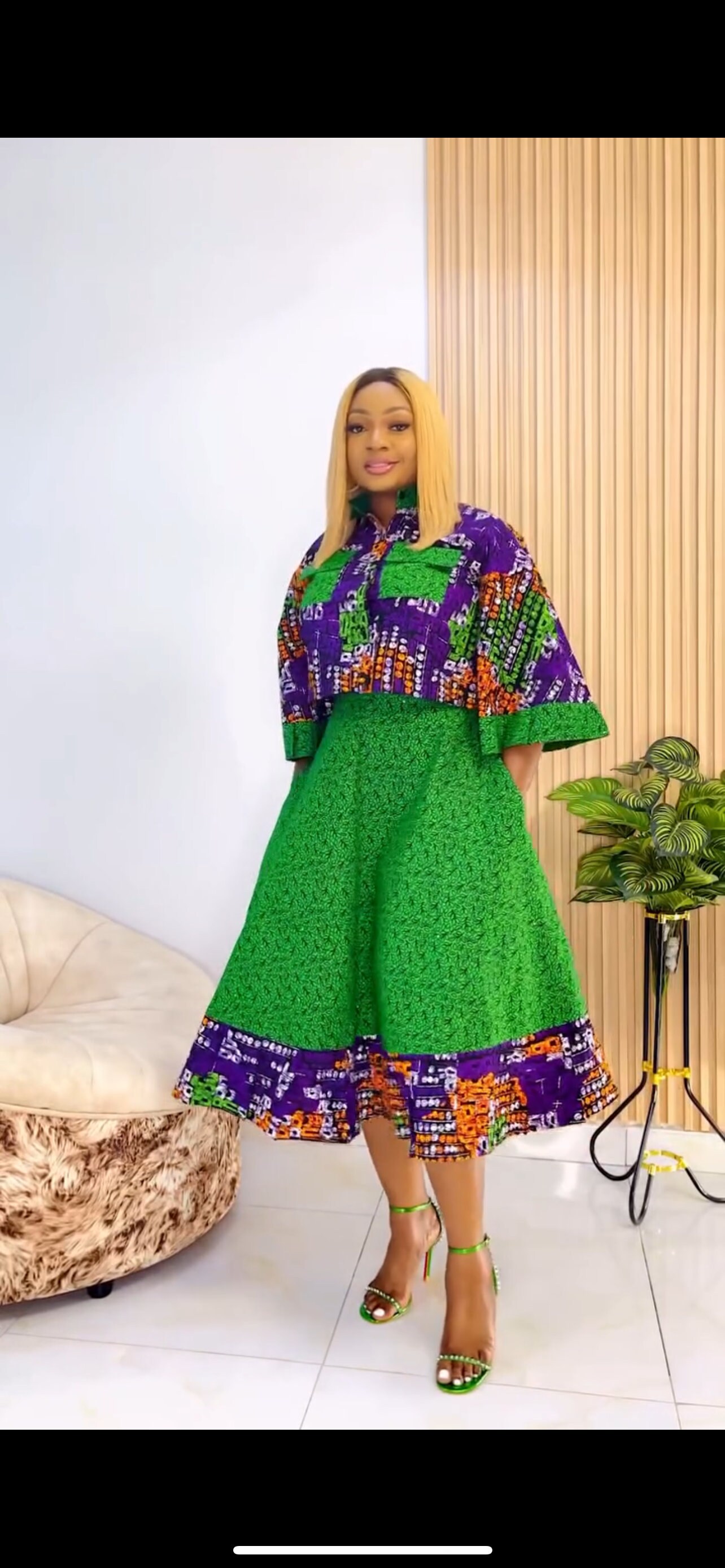 100% Cotton African Print Two Piece Flair Skirt and Crop Top,ladies ...