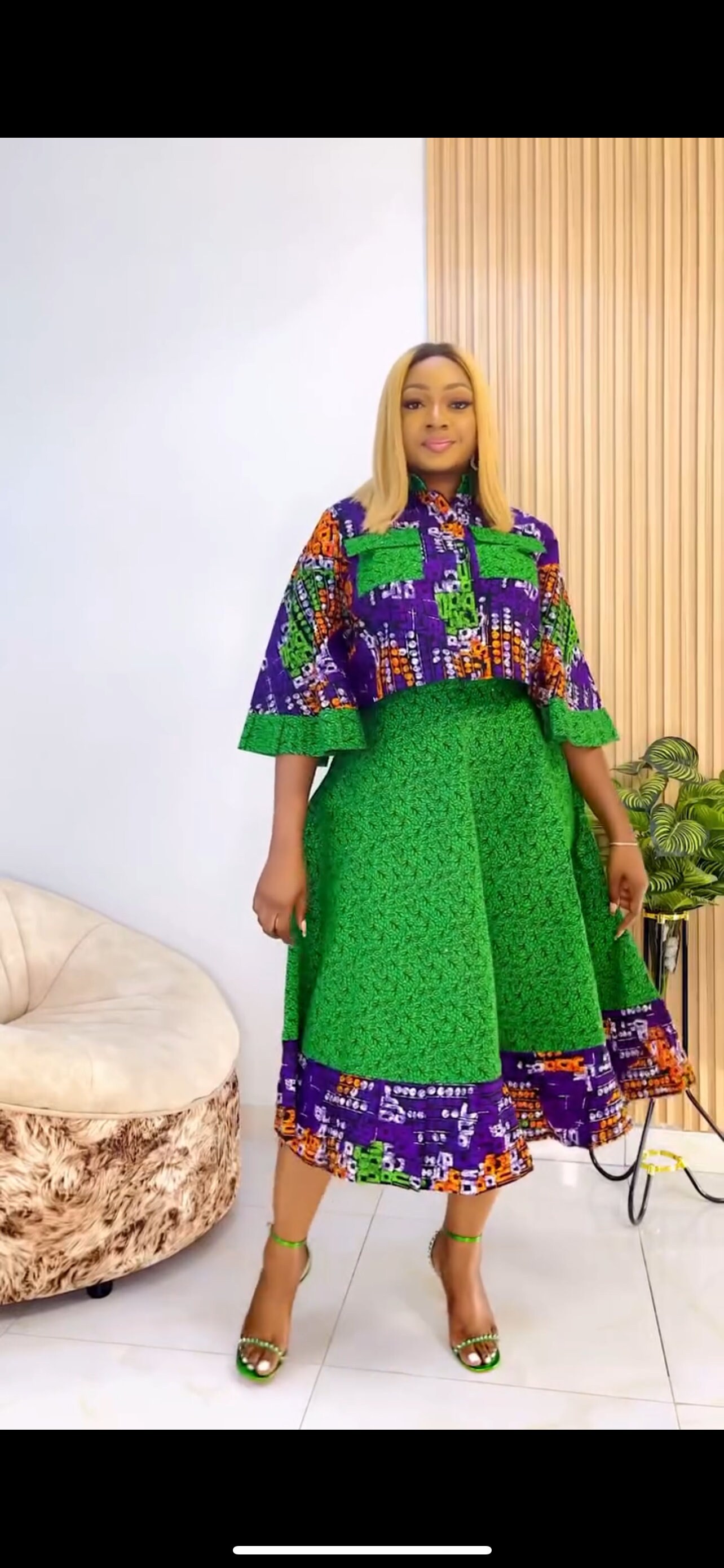 100% Cotton African Print Two Piece Flair Skirt and Crop Top,ladies ...