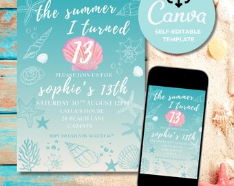 The Summer I Turned Pretty Birthday Invitation, Beach Theme Invite ...