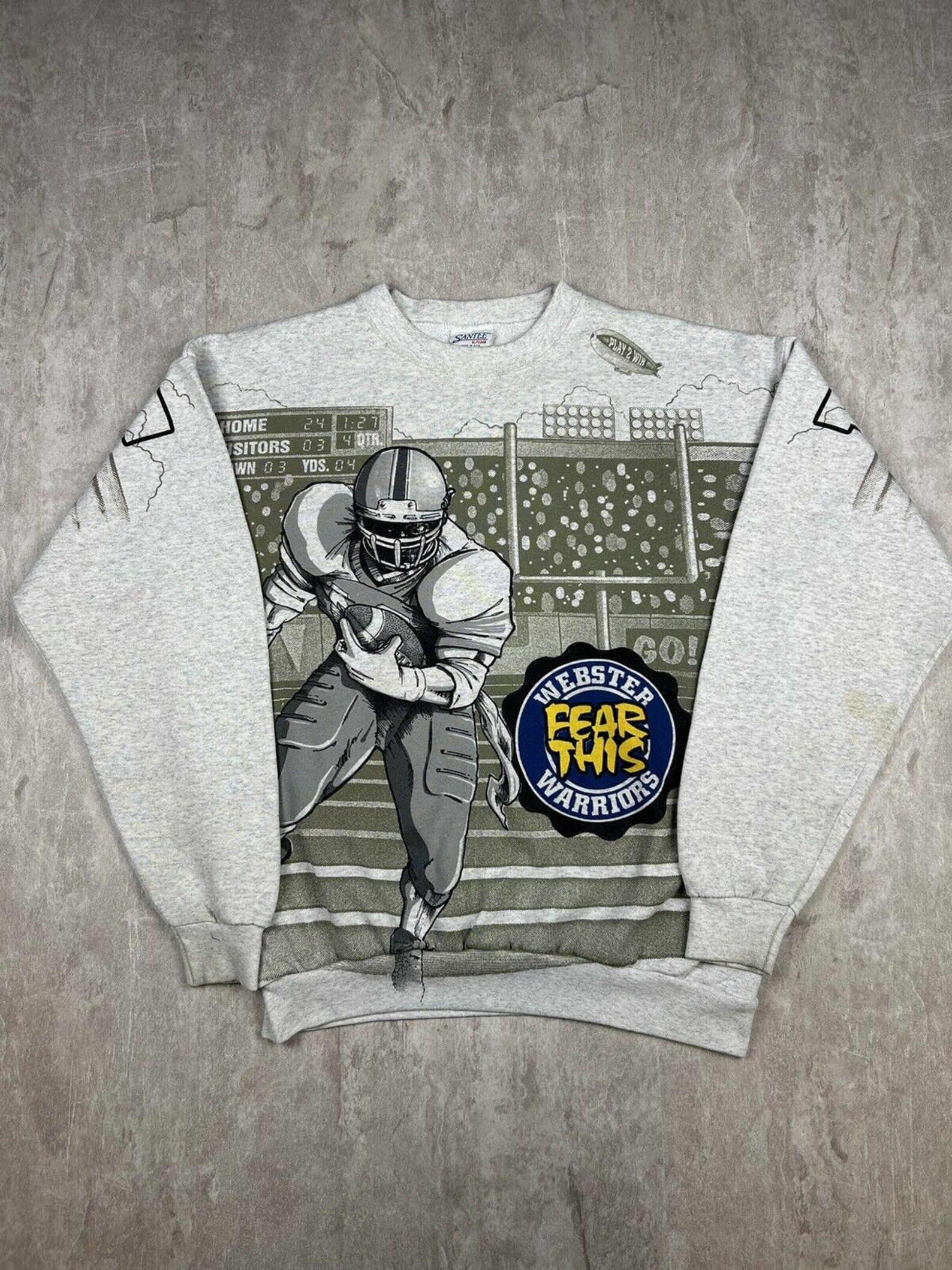 Vtg Webster Warriors High School Football AOP Sweatshirt Crewneck Men’s ...
