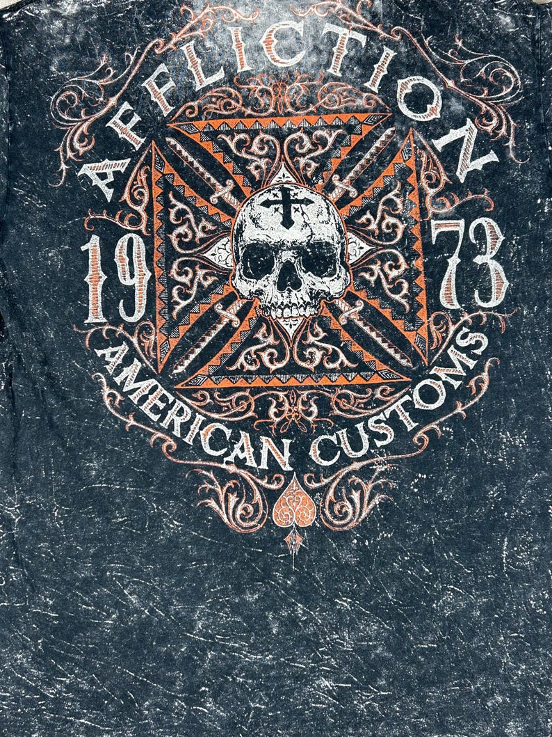 Affliction T Shirt Reversible Men’s Skull American Customs 1973 Size ...