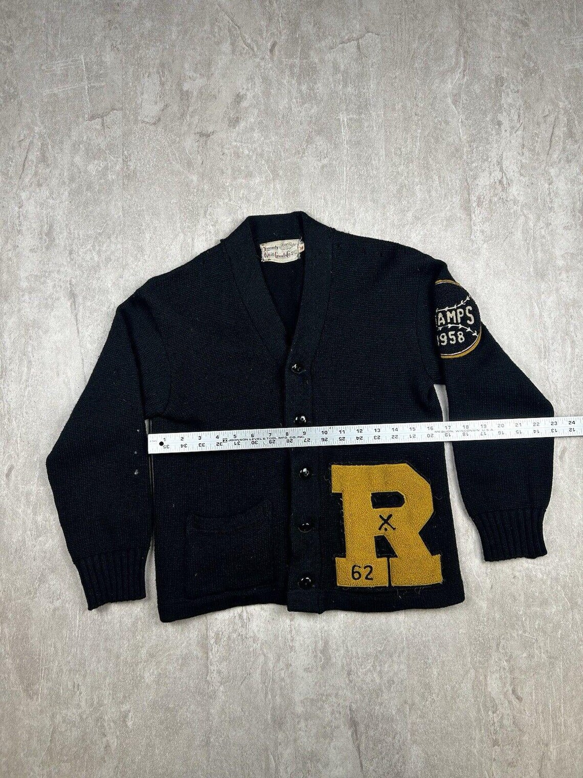 Vintage 50s Roosevelt High School Cardigan Sweater Wool Black Men’s ...