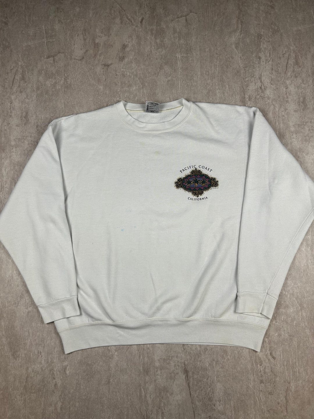 Vintage Oneita Pacific Coast California Sweater Mens XL White ...