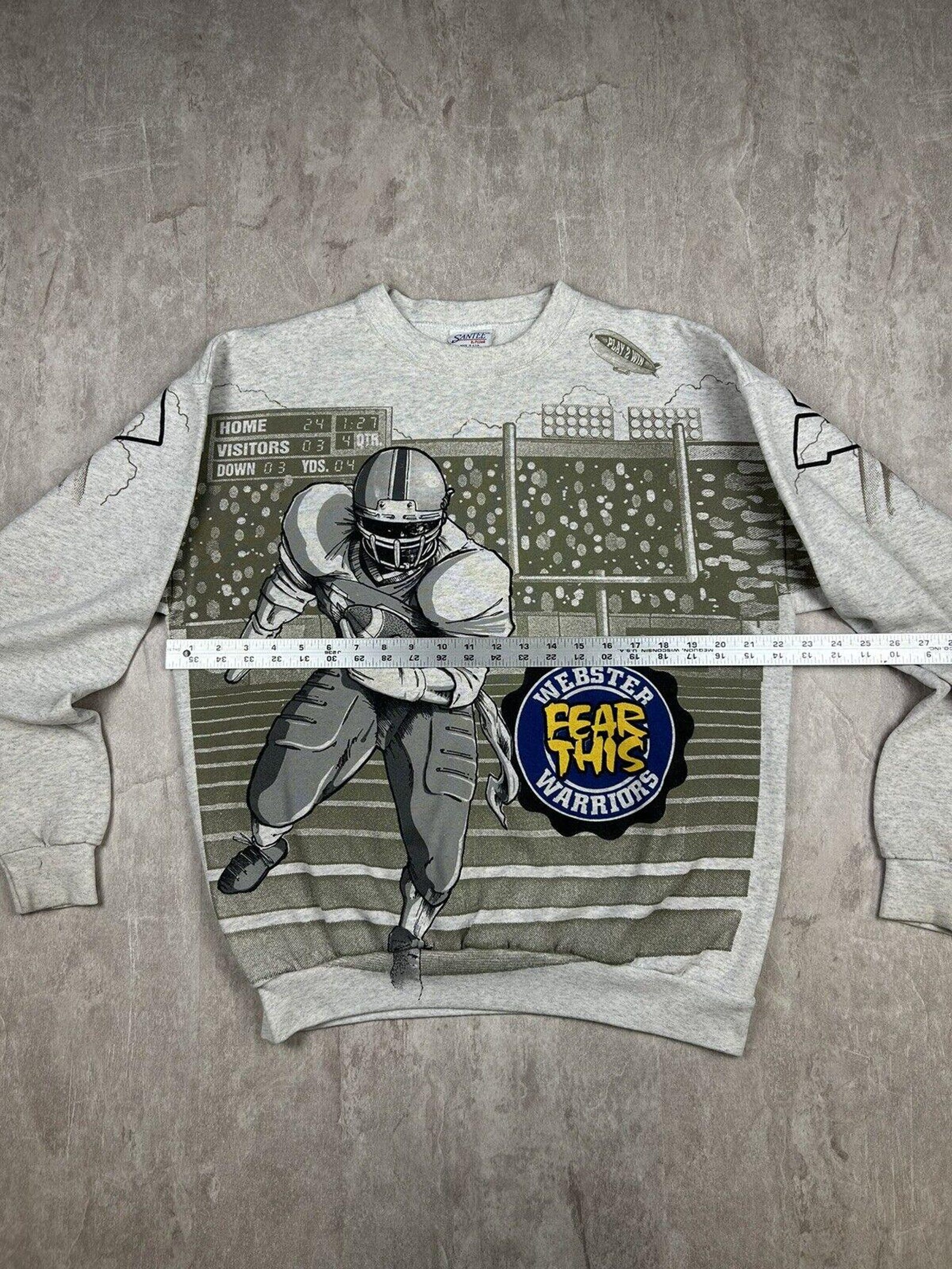 Vtg Webster Warriors High School Football AOP Sweatshirt Crewneck Men’s ...