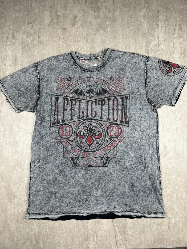 Affliction T Shirt Reversible Men’s Skull American Customs 1973 Size ...