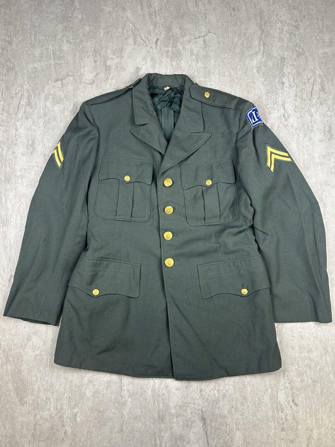 Vintage U.S. Army Dress Green Jacket Uniform Coat Patches Men’s Size 39 ...