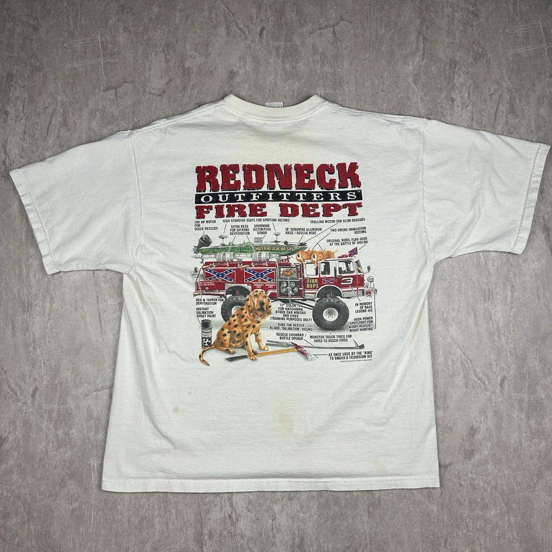 Vintage Redneck Fire Dept T-shirt Country Music Cowboy Garth Men’s Size ...