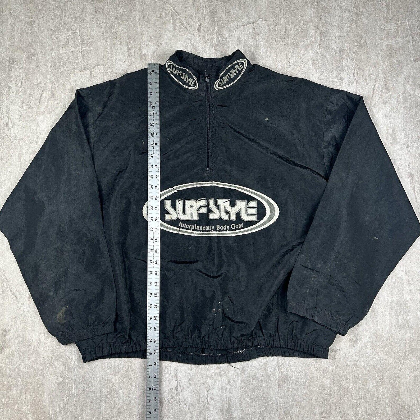 Vintage 90s Surf Style Logo Black Windbreaker Jacket Zip USA Men’s Size ...