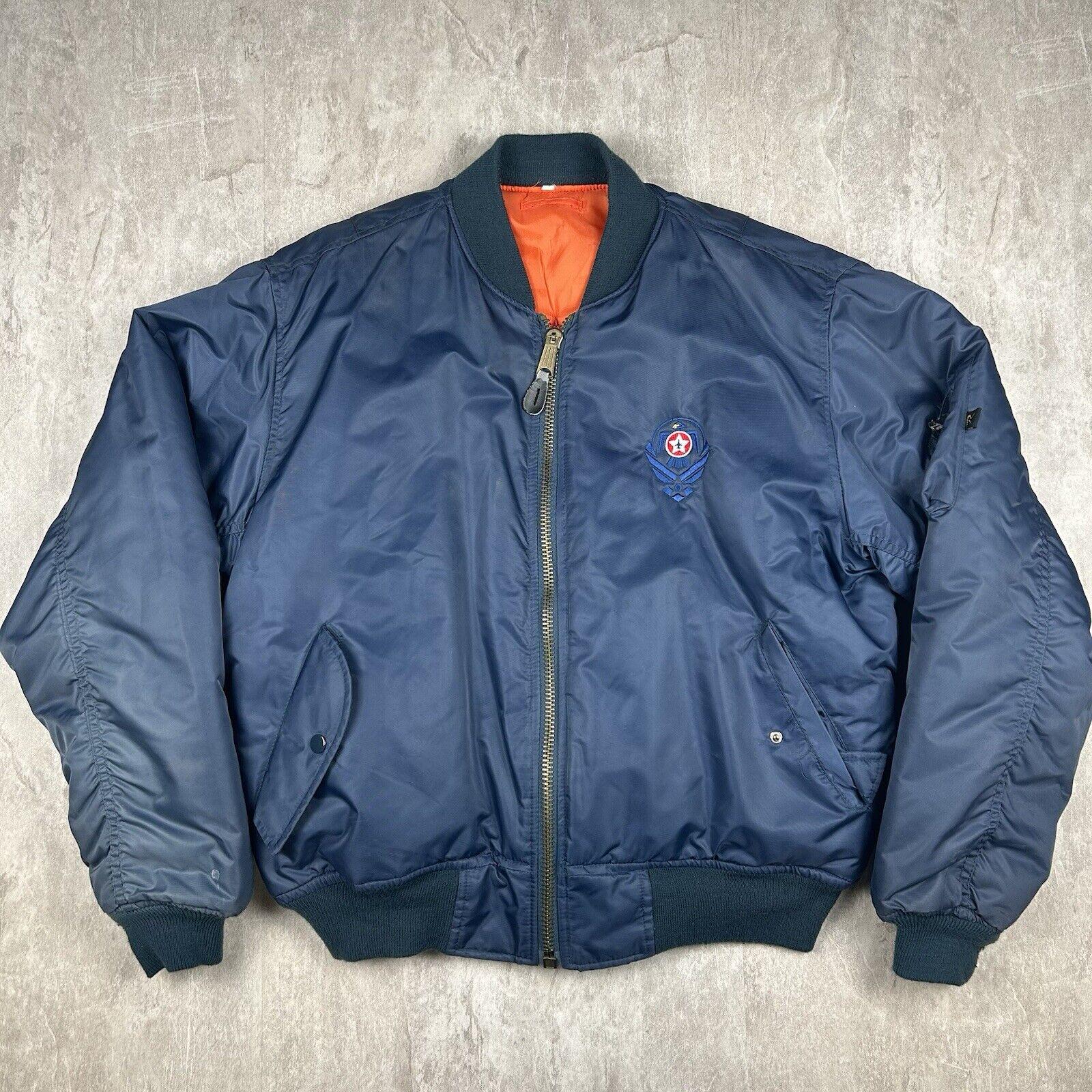 Vintage Rothco Thunderbirds Bomber Jacket Navy Blue Embroidered Men’s ...