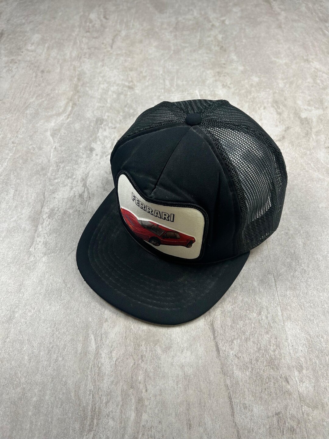 Vintage Black Ferrari Mesh Foam Trucker Hat Snapback Cap Man One Size ...