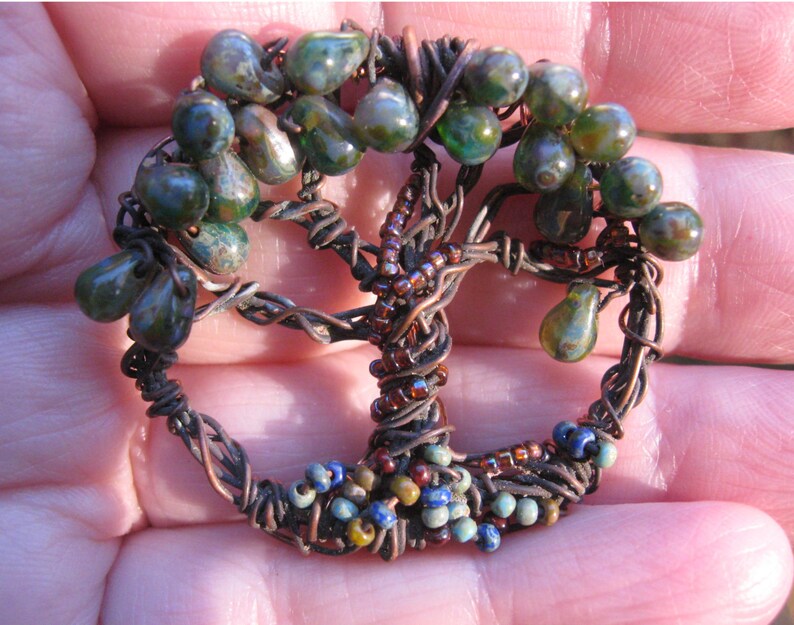 Mini Moss Woodland Hammered Tree of Life on Copper Chain - Etsy