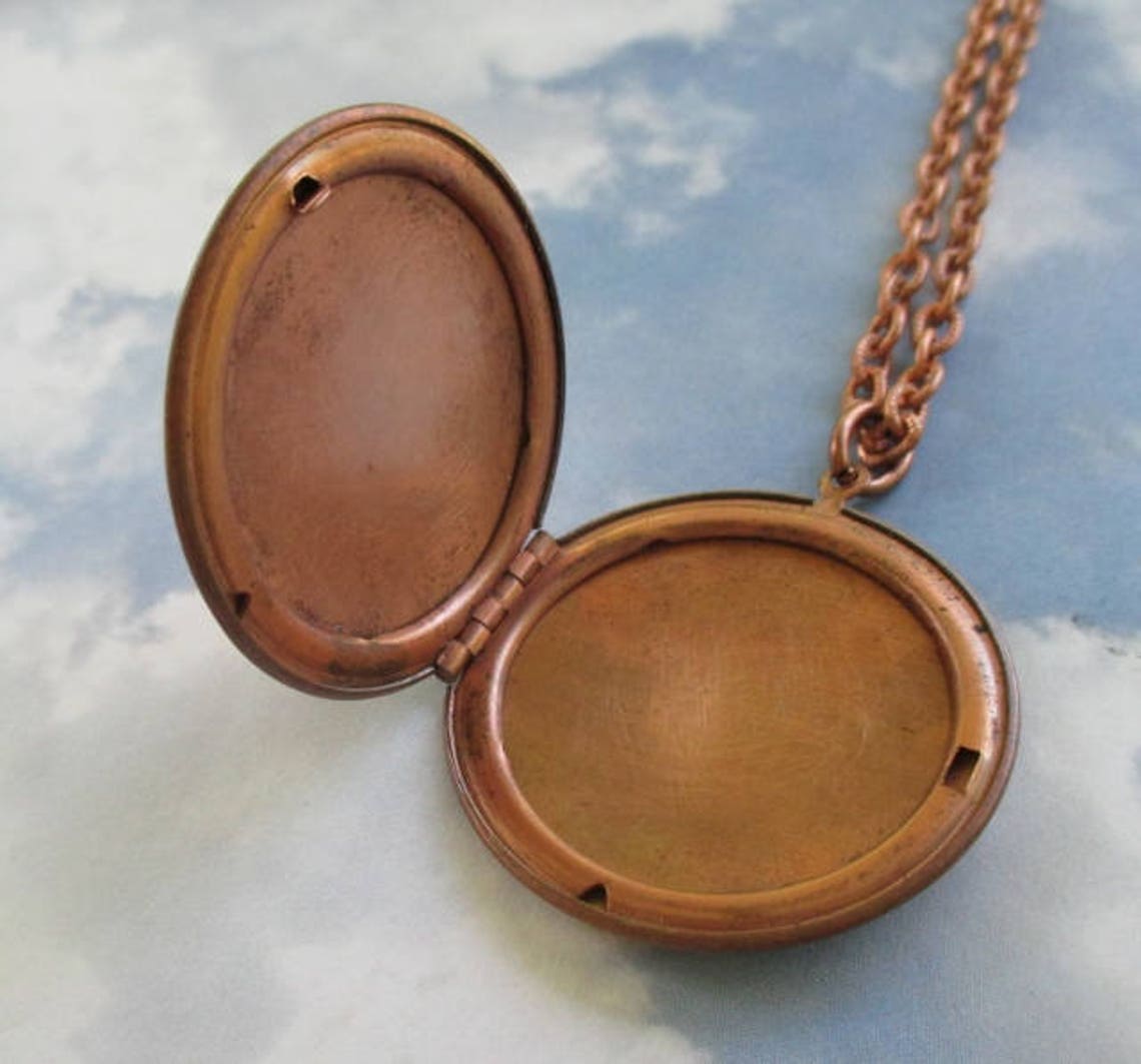 Copper Locket on Copper Chain Vintage Copper Locket - Etsy