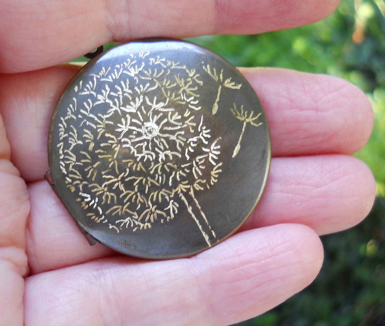 Dandelion Wishes Locket Original Artwork Engraved Design on Brass ...