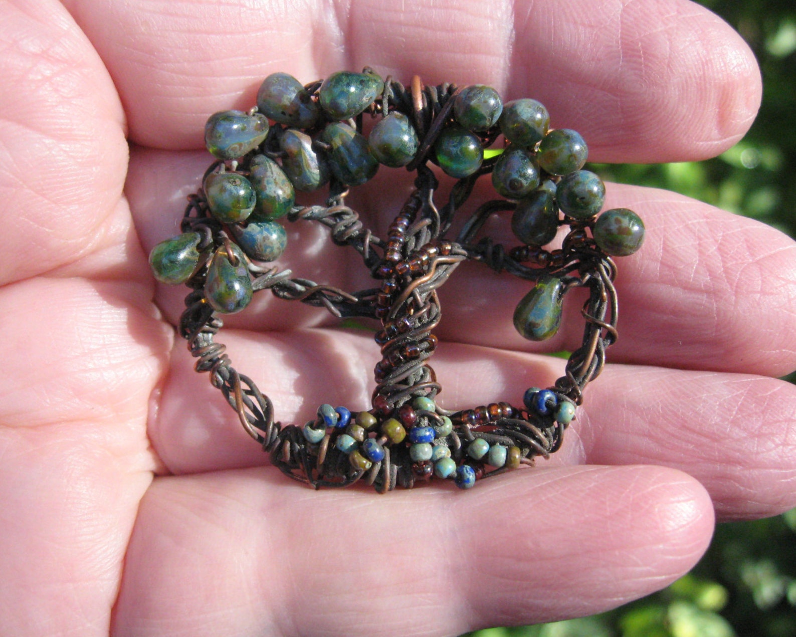 Mini Moss Woodland Hammered Tree of Life on Copper Chain - Etsy