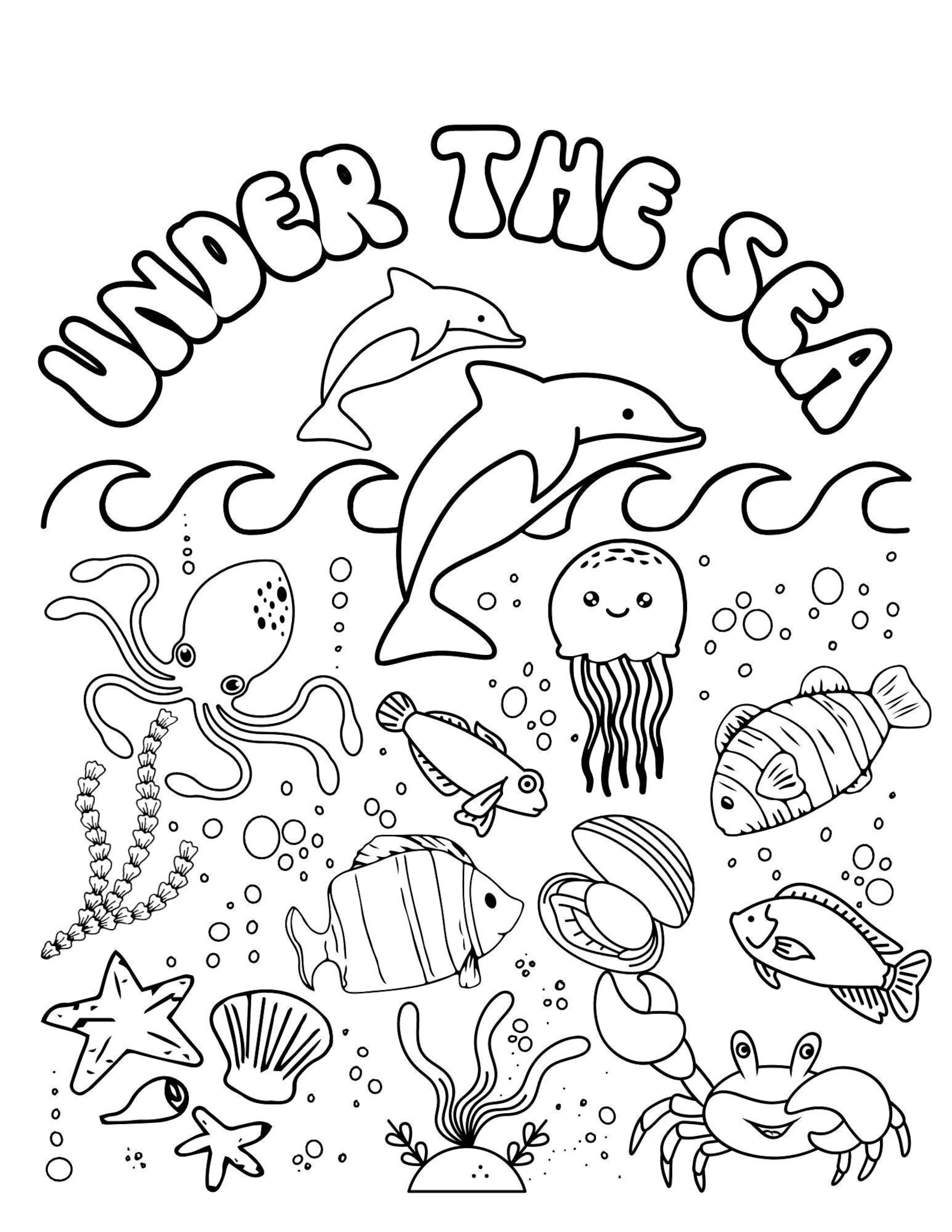 Printable Sea Life Colouring Page for Children and Adults, Activity ...