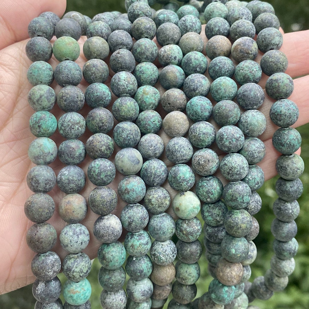 Natural Dull Polished African Turquoises Stone Round Loose Spacer Beads ...