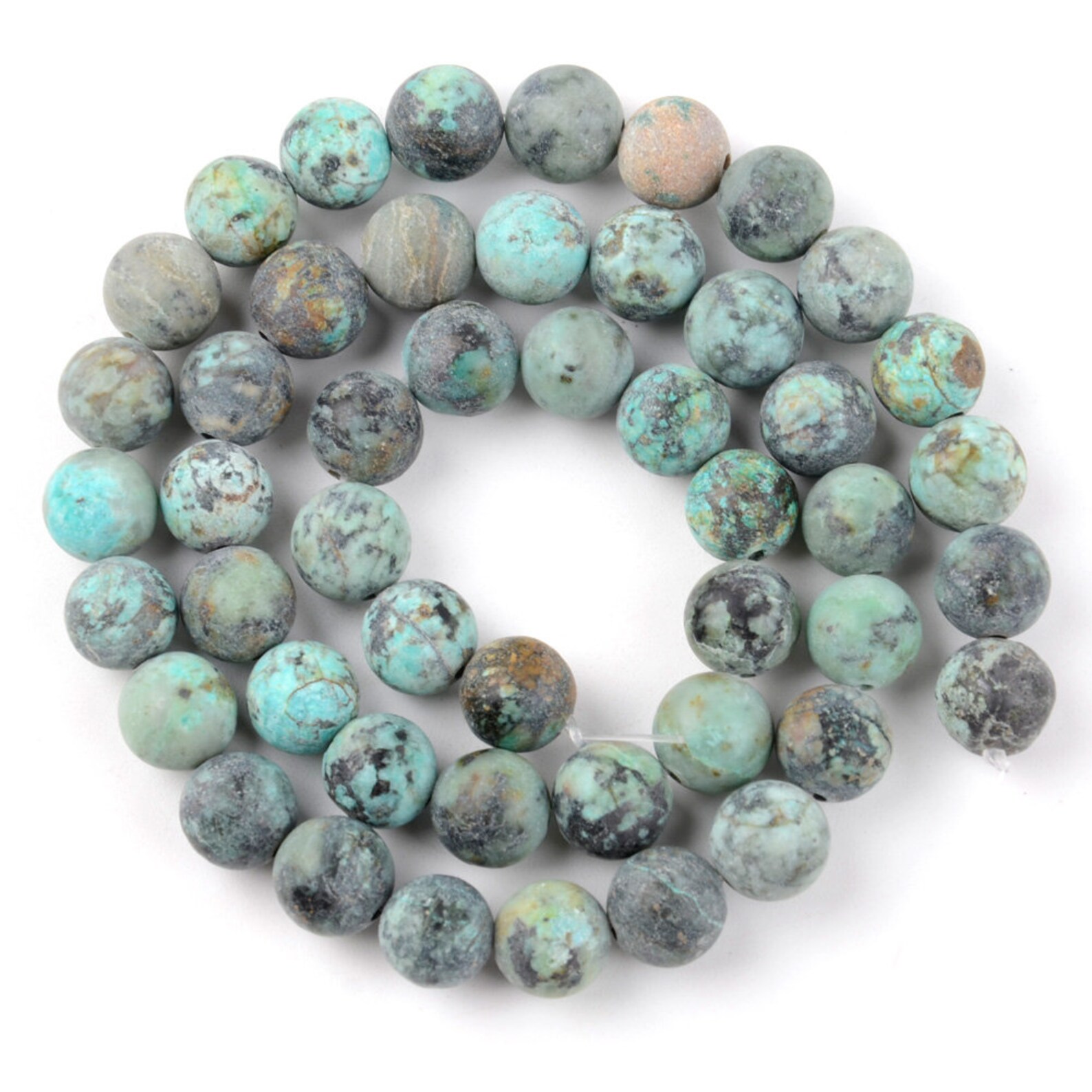 Natural Dull Polished African Turquoises Stone Round Loose Spacer Beads ...
