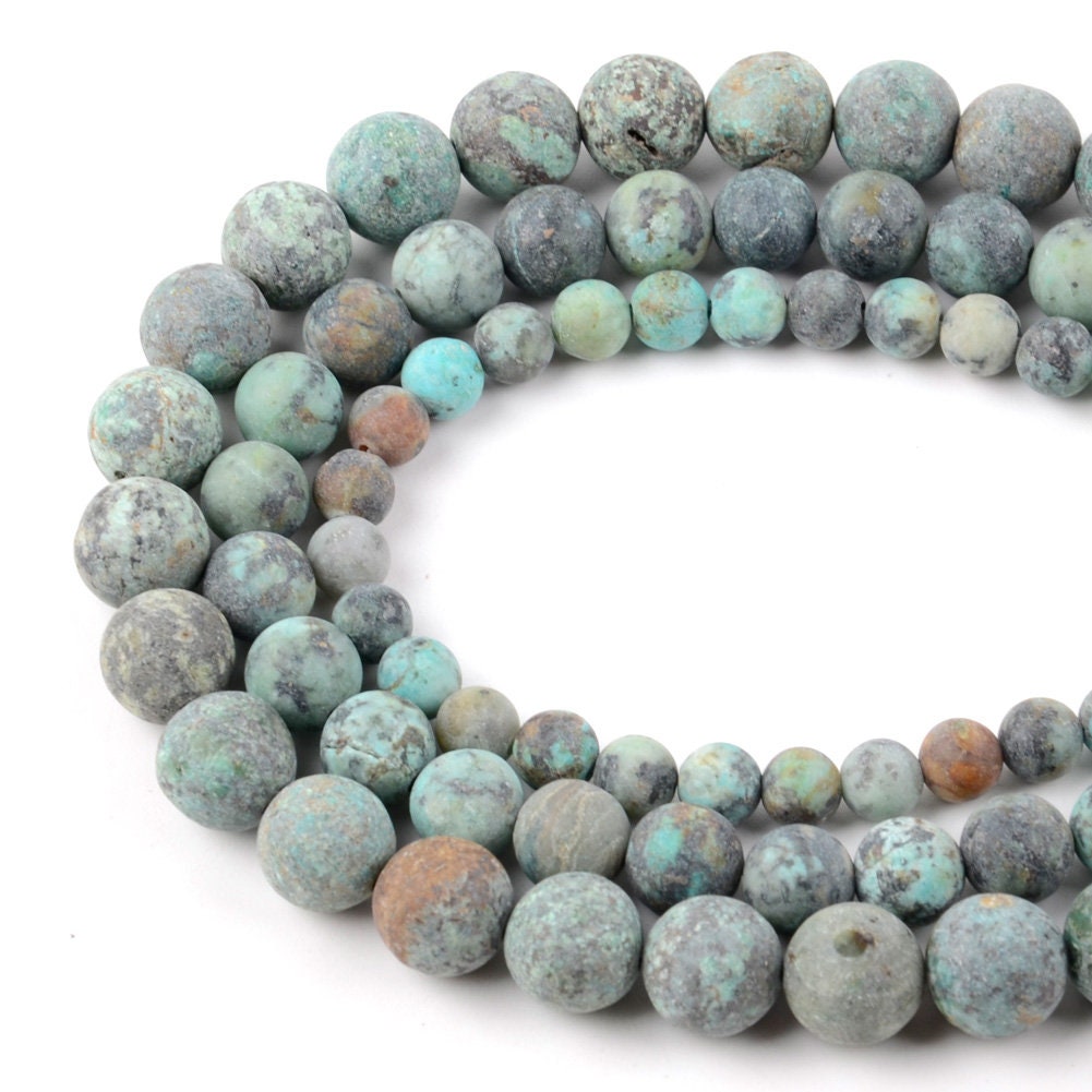 Natural Dull Polished African Turquoises Stone Round Loose Spacer Beads ...