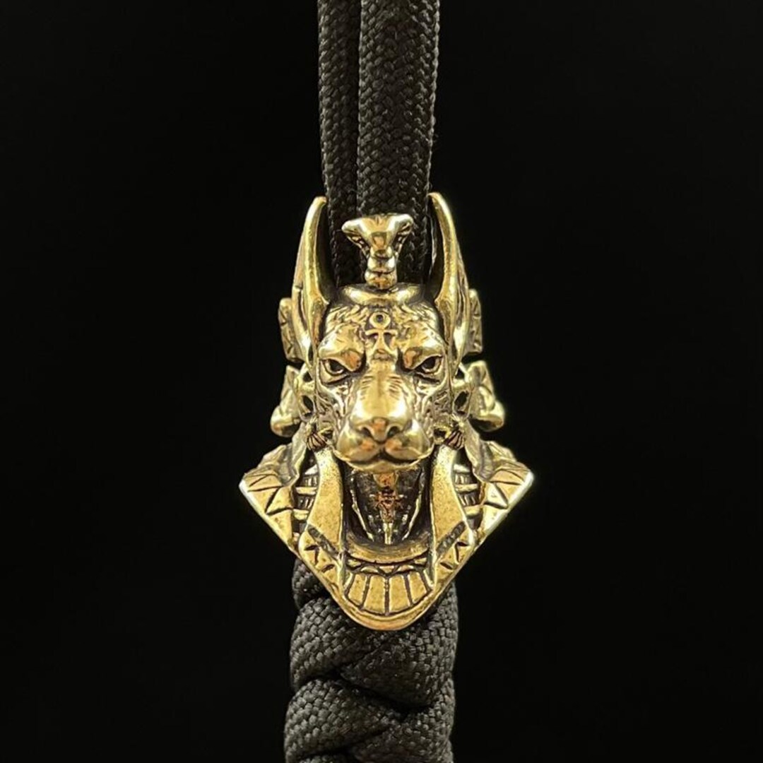 Ancient Egypt Anubis Jackal Head Brass Knife Bead - EDC Paracord ...