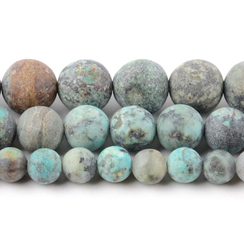 Natural Dull Polished African Turquoises Stone Round Loose Spacer Beads for Jewelry Making ...