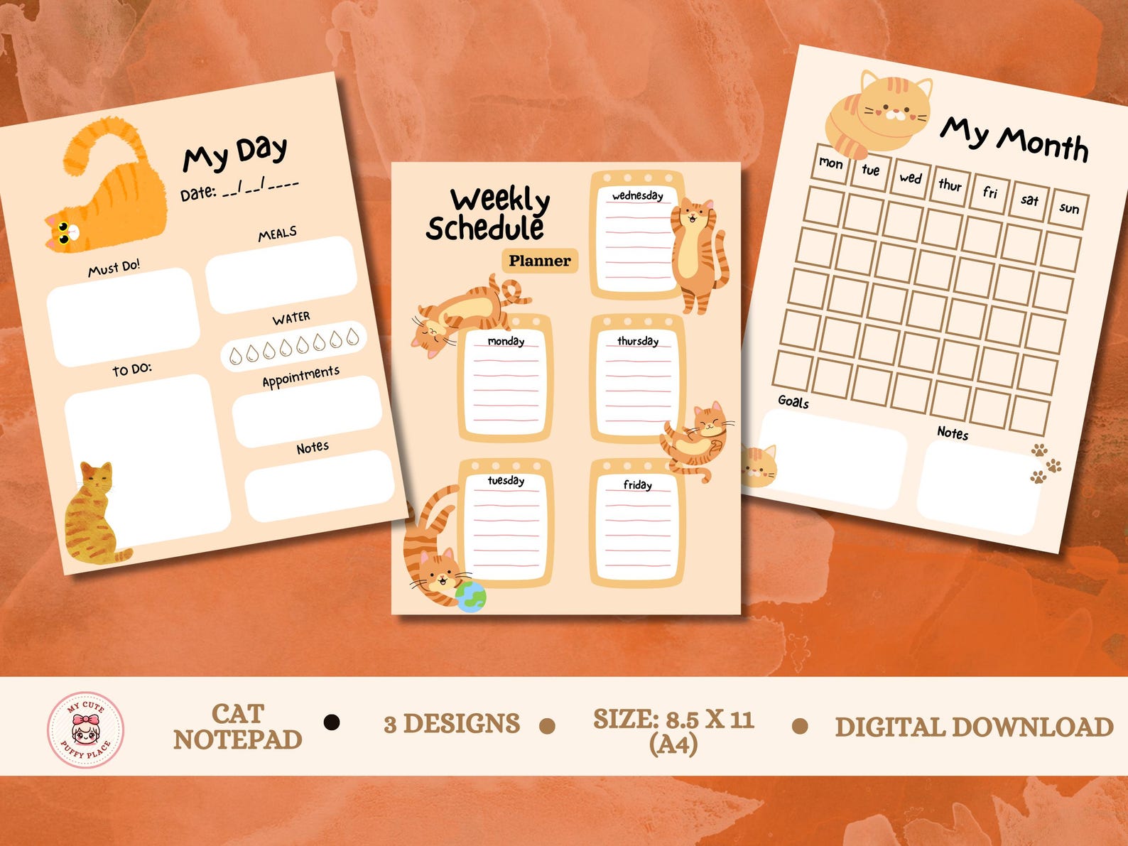 A4 Weekly Daily Monthly Notepad Student Agenda Planner Desk Pad Task ...