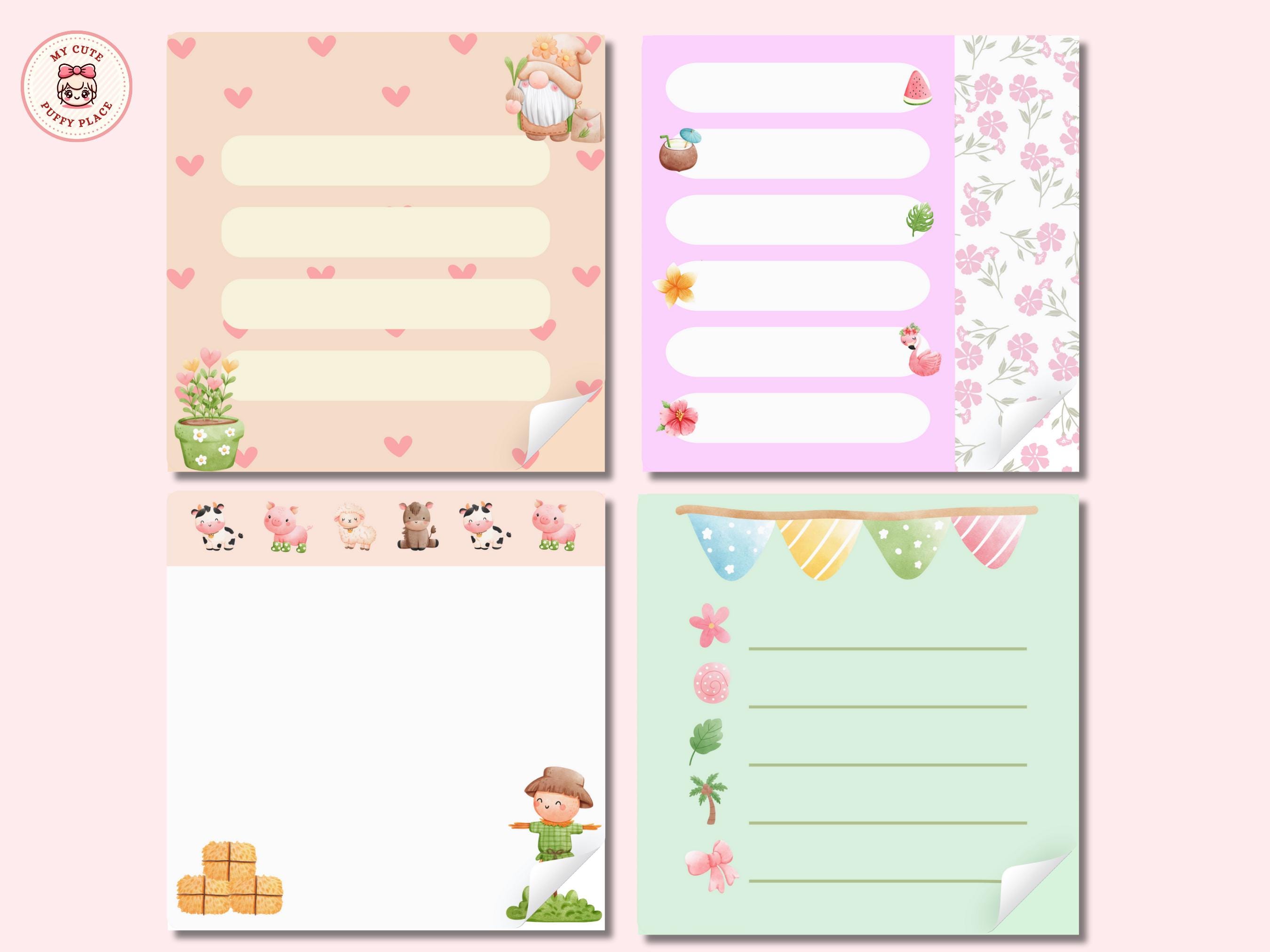 Kawaii Memopad Memo Sheets Digital Sticky Notes Template Diy Weekly ...