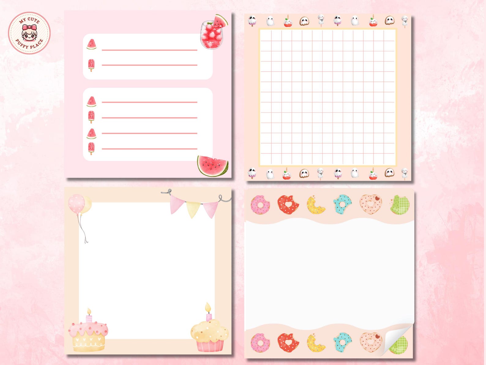 Kawaii Memopad Memo Sheets Digital Sticky Notes Template Diy Weekly ...