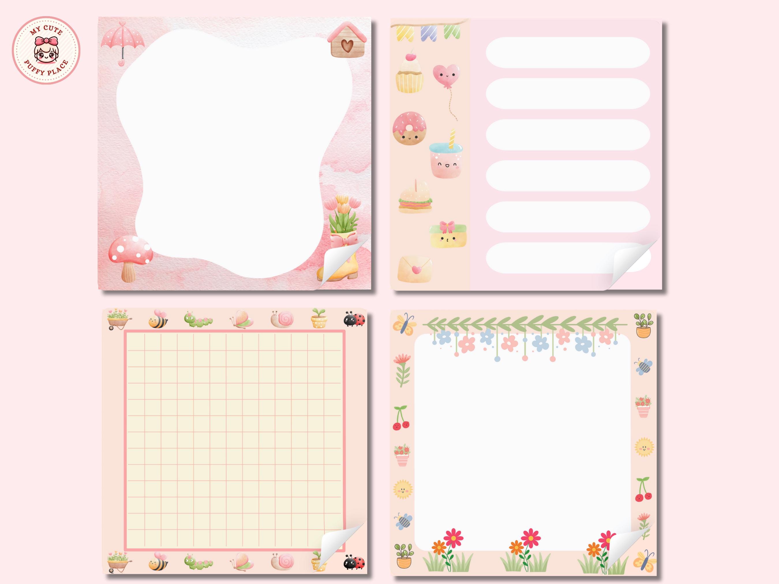 Kawaii Memopad Memo Sheets Digital Sticky Notes Template Diy Weekly ...