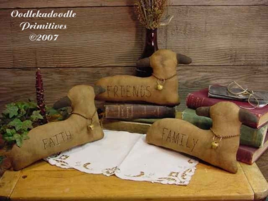 Primitive Christmas Lambs Faith Family Friend Instant Digital Download ...