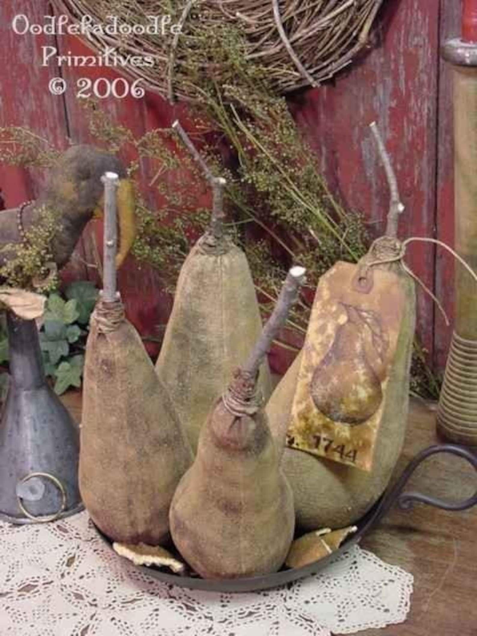 Primitive Fall Tall Pears Olde Cupboard Tucks Bowl Filler Instant ...