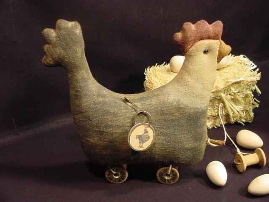 Primitive Folk Art Rooster Pull Toy Instant Digital Download E Pattern ...
