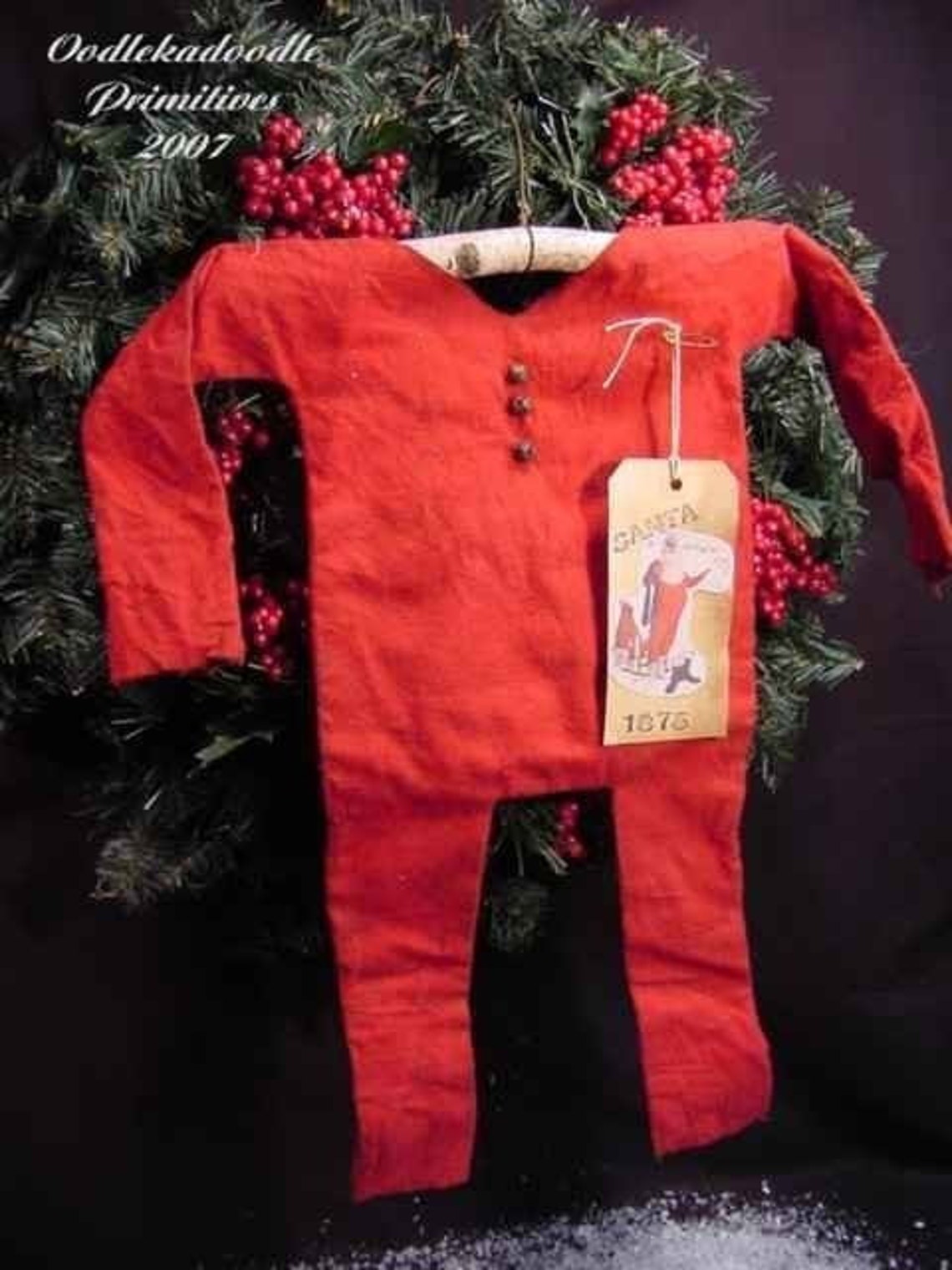 Primitive Santa's Red Union Suit, Hanger and Tag Instant Digital ...
