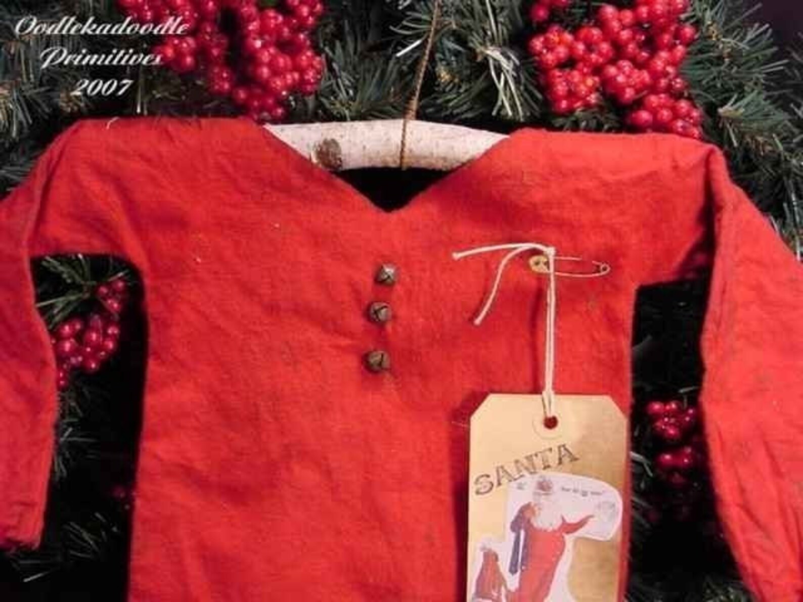 Primitive Santa's Red Union Suit, Hanger and Tag Instant Digital ...