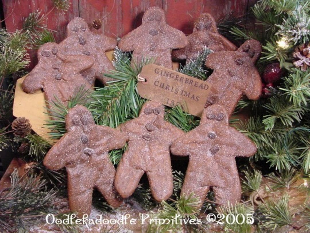 Primitive Christmas Gingerbread Man Cookies Instant Digital Download ...