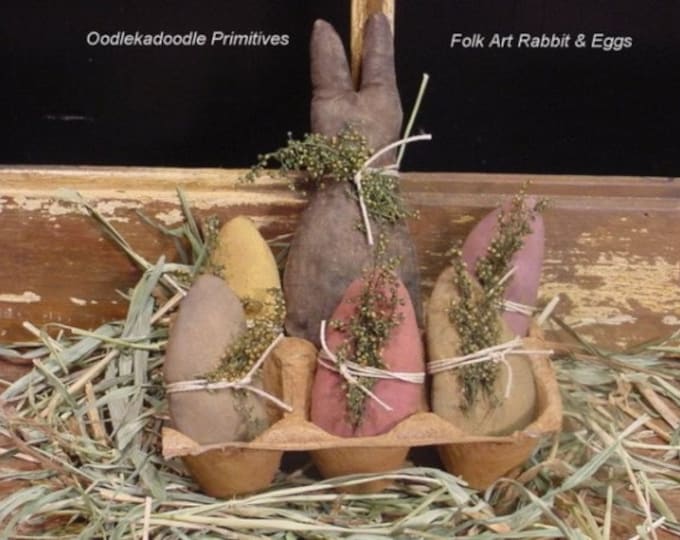 Primitive Bunny on Egg ~ Easter Decor~grungy Bunny ~ Handmade Easter ...