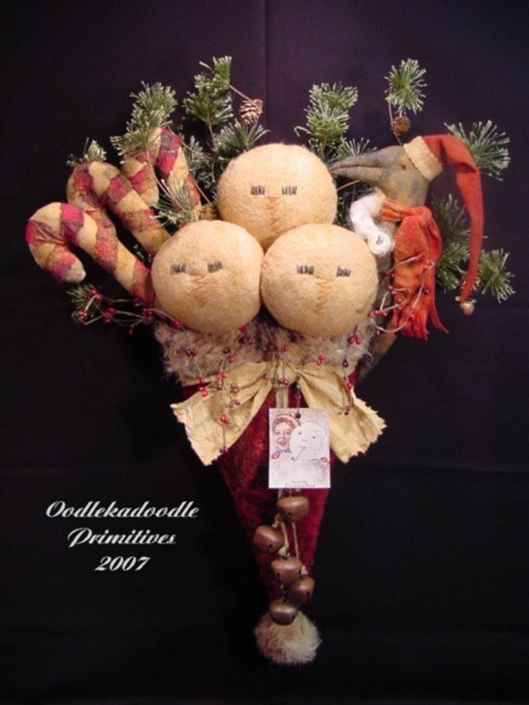 Santa's Cap With Snowmen, Candy Canes & Santa Crow Instant Digital ...