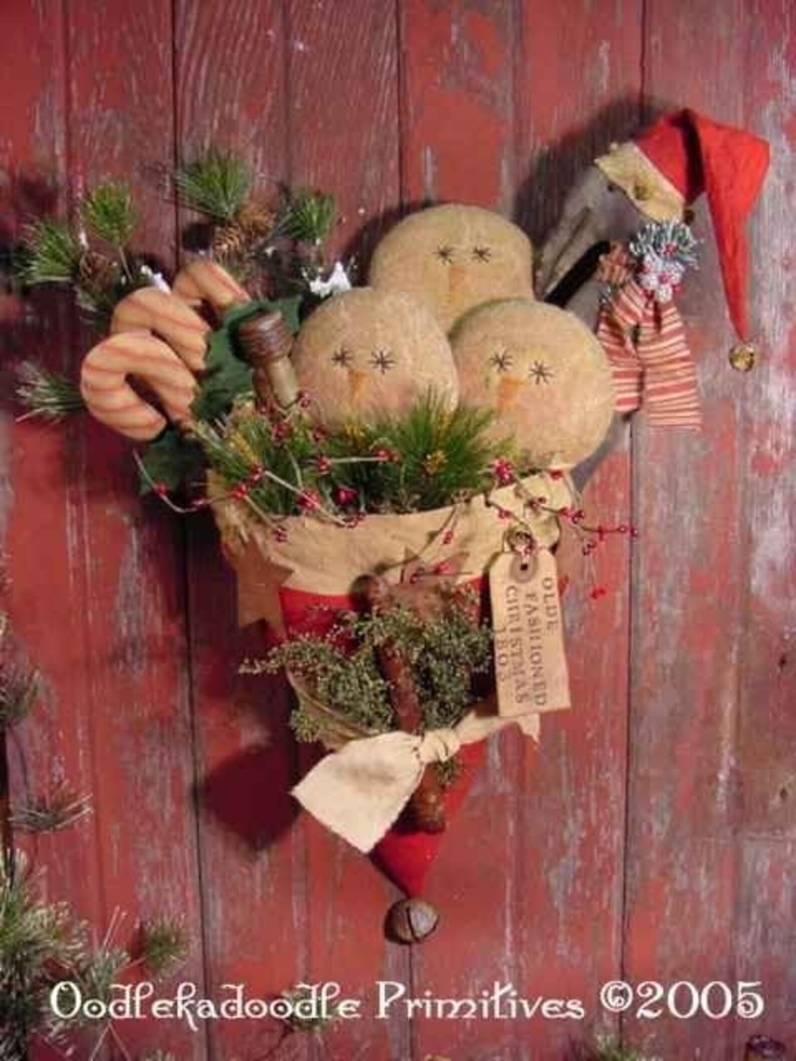 Santa's Cap With Snowmen, Candy Canes & Santa Crow Instant Digital ...