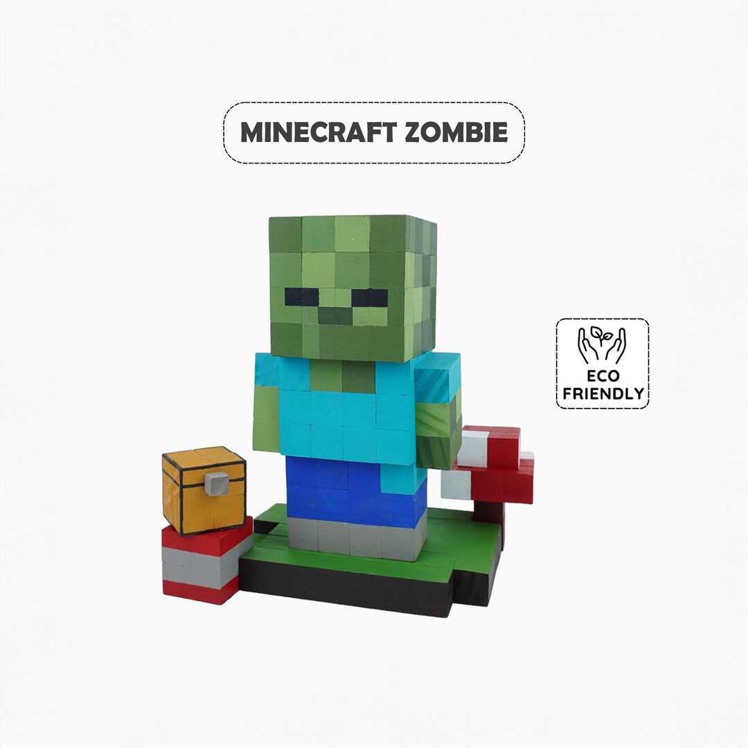 Handmade Wooden Block Minecraft Zombie Wall Art Minecraft Pixel Art ...