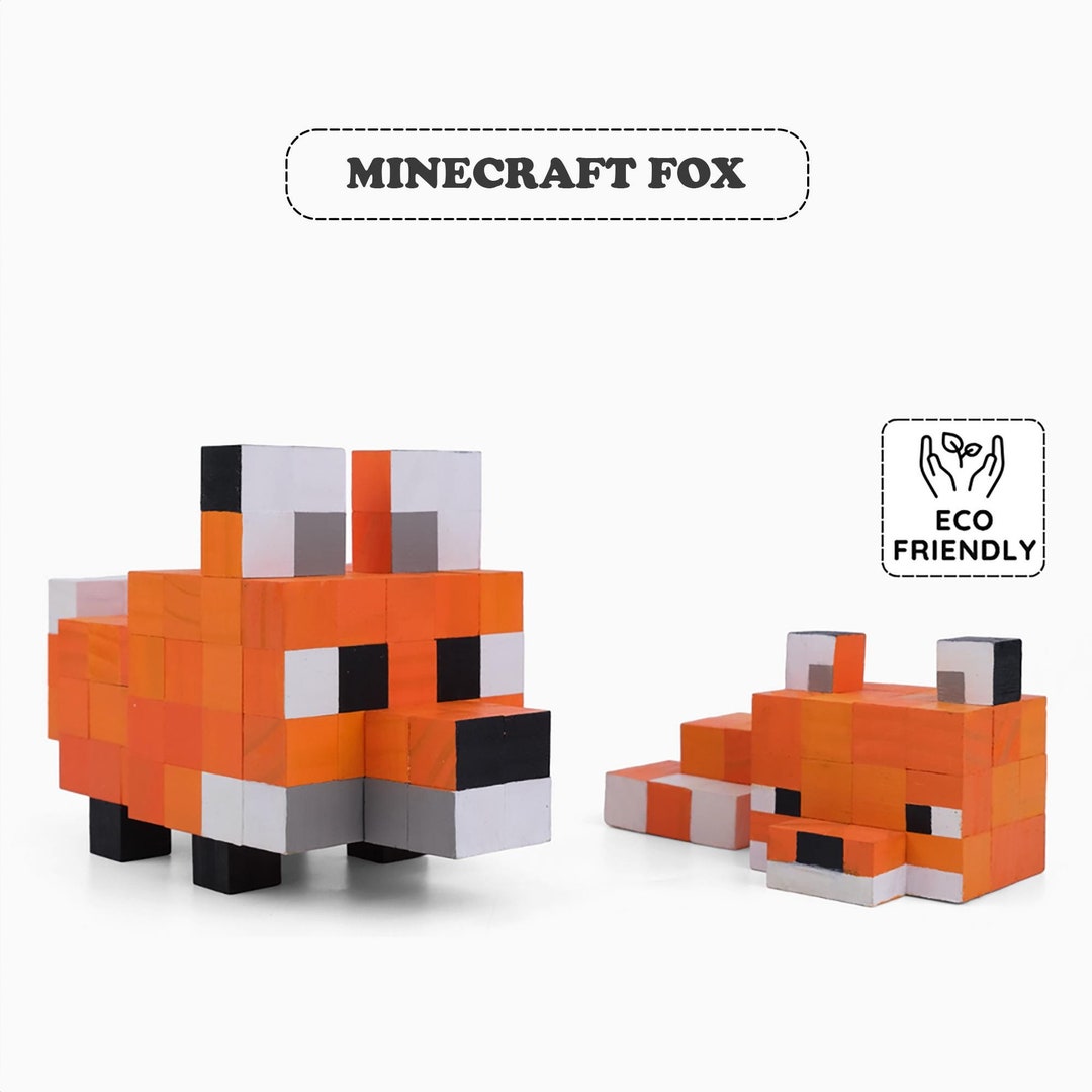 Handmade Wooden Block Fox Minecraft Wall Art Minecraft Pixel Art Fox ...