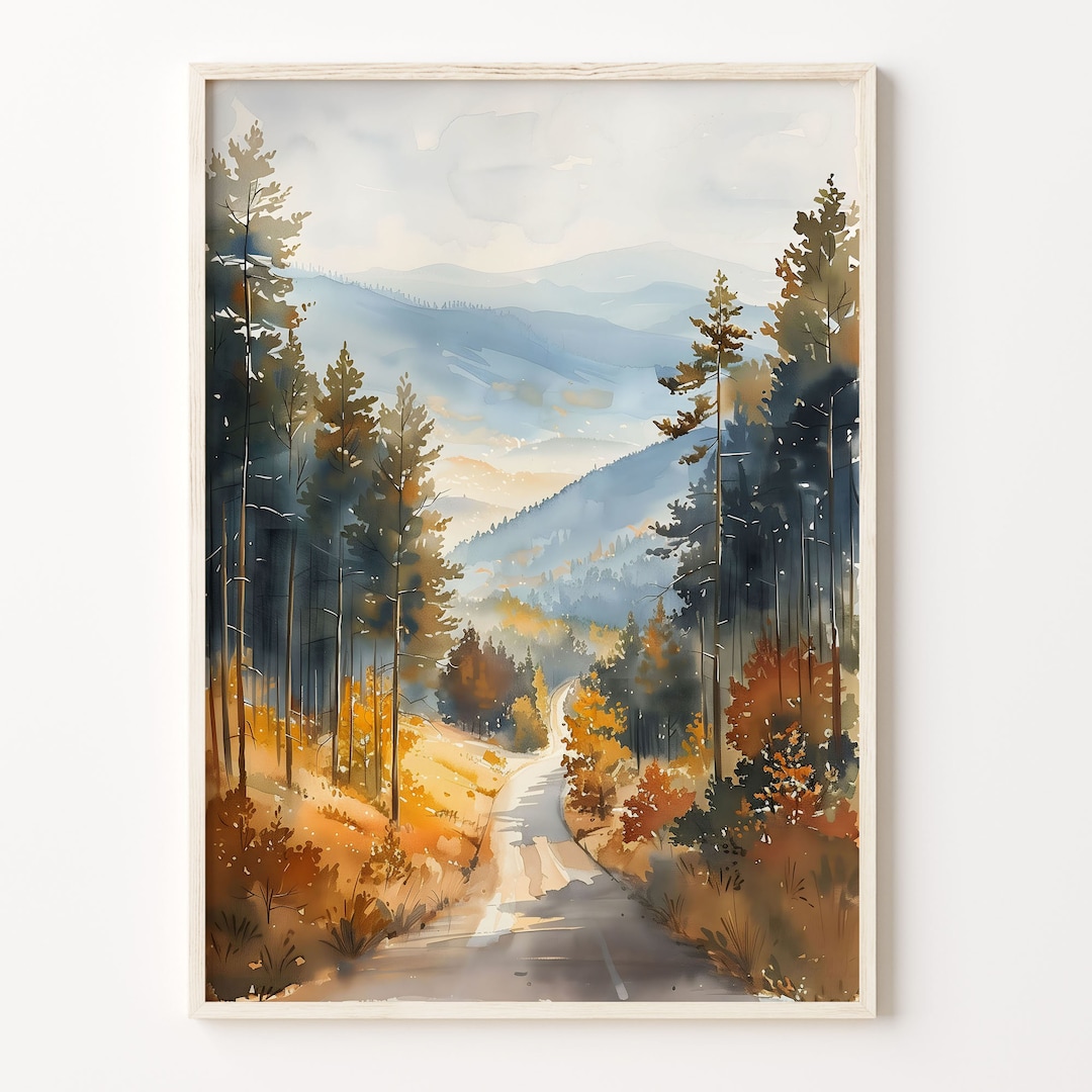 Blue Ridge Parkway Watercolor Painting, Wall Art Poster, Home Décor ...