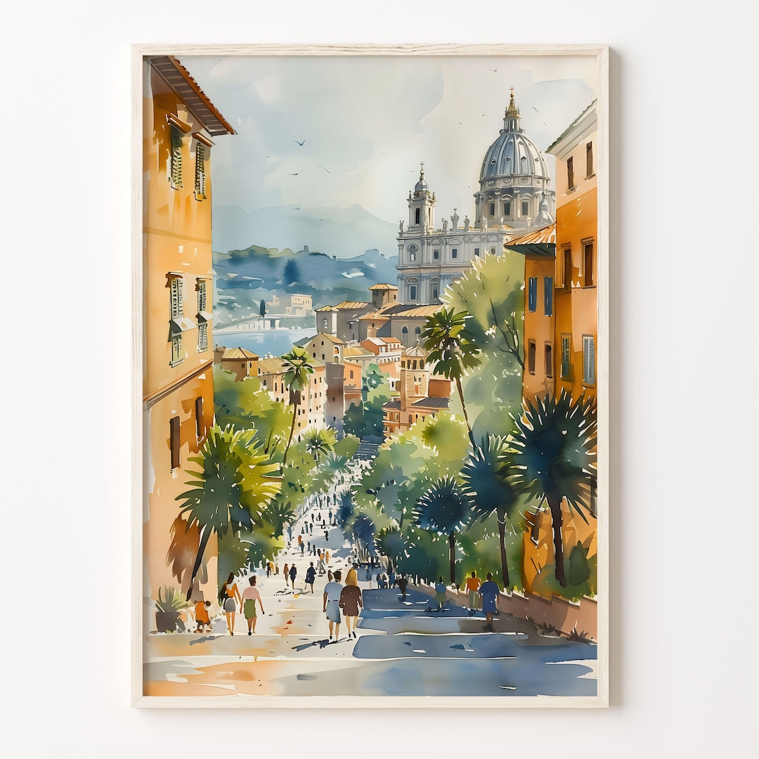 Rome Watercolor Painting, Colosseum Rome Wall Art, Italy Travel Poster ...