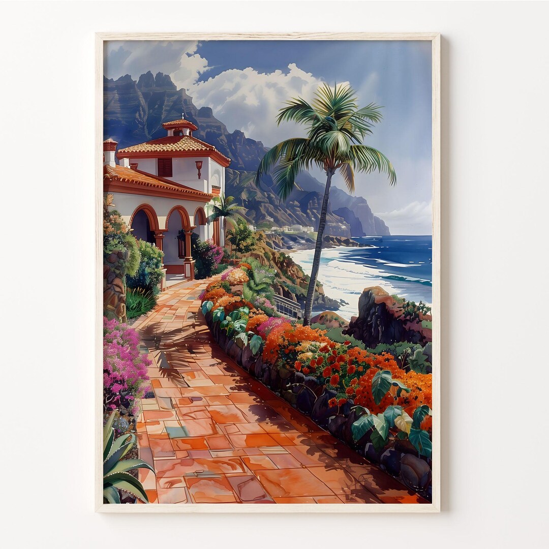 Tenerife Watercolor Painting, Spain Travel Print, Wall Art Poster ...