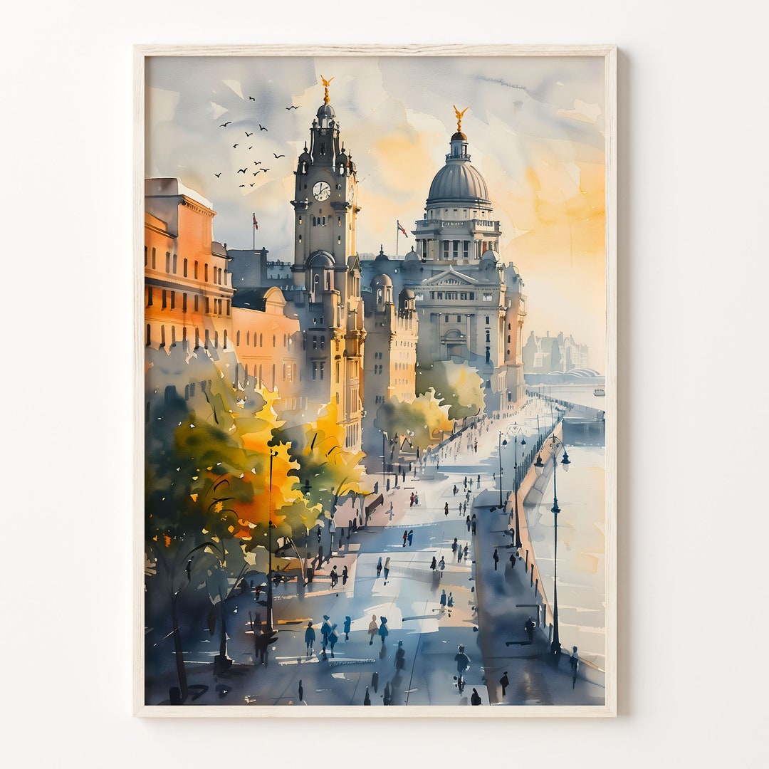 Liverpool Watercolor Painting: Traditional Travel Poster - Etsy