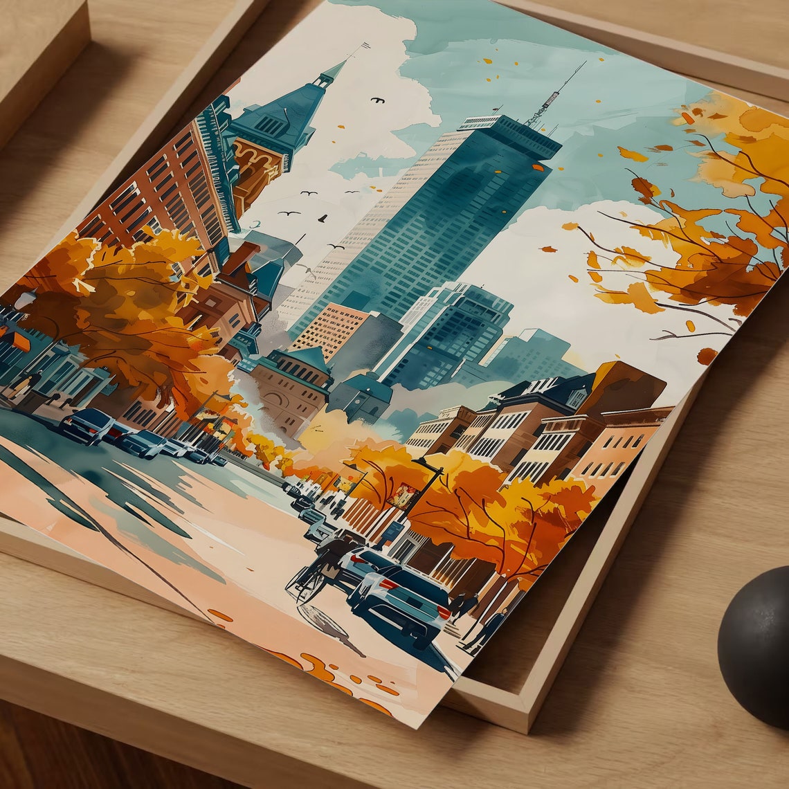 Boston Watercolor Painting, Boston Wall Art, Massachusetts Poster ...