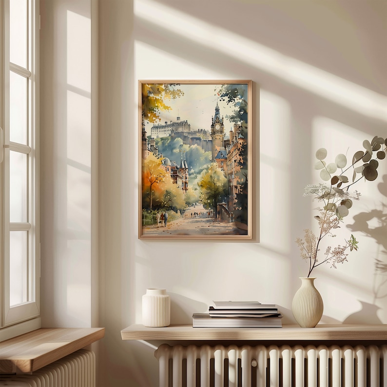 Edinburgh Watercolor Painting, Cityscape Wall Art, Edinburgh Poster ...